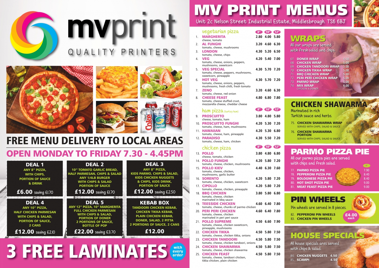 Takeaway & Restaurant Menu Printing - MV Print